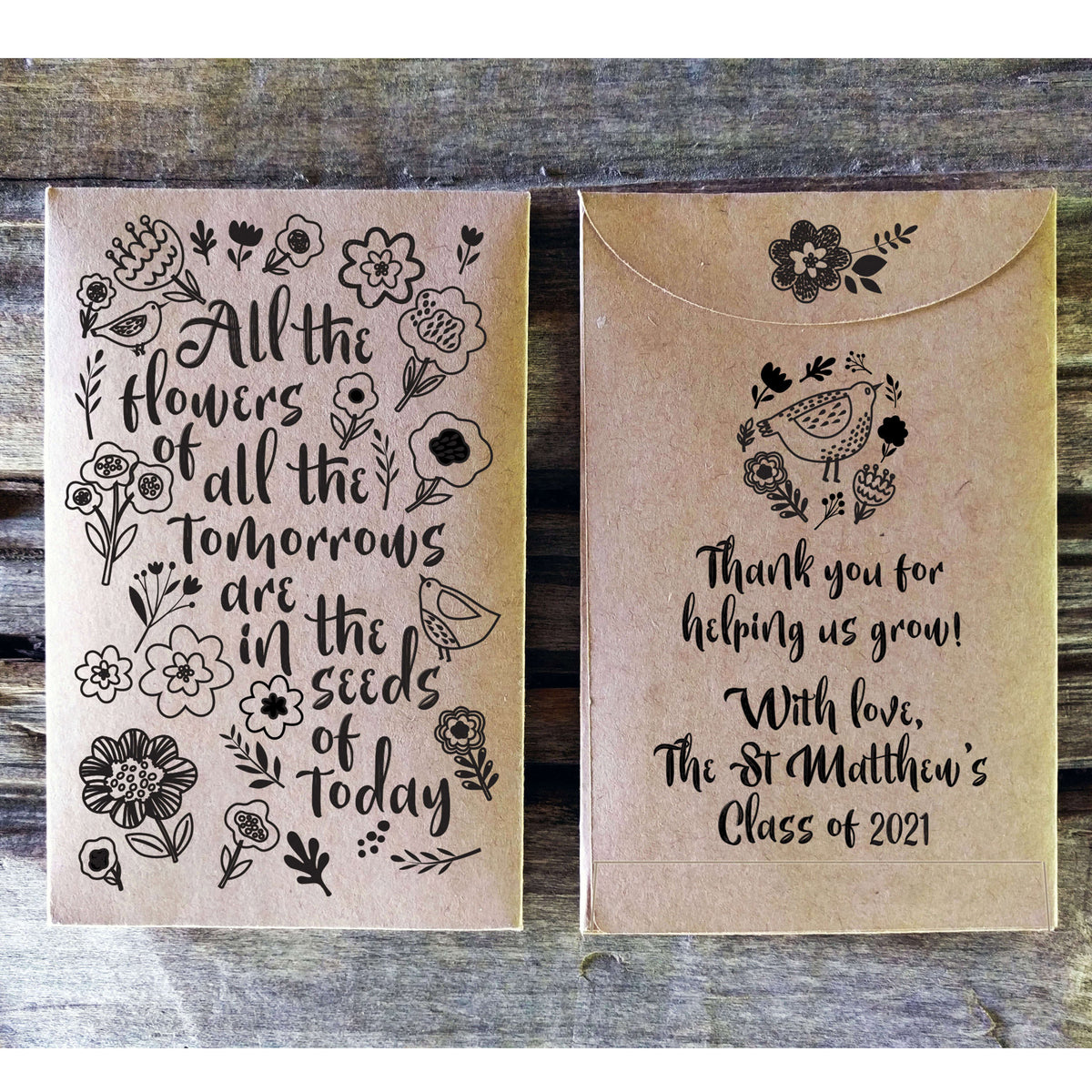 Teacher Thank You Gift - All the Flowers Seed Packet Favor