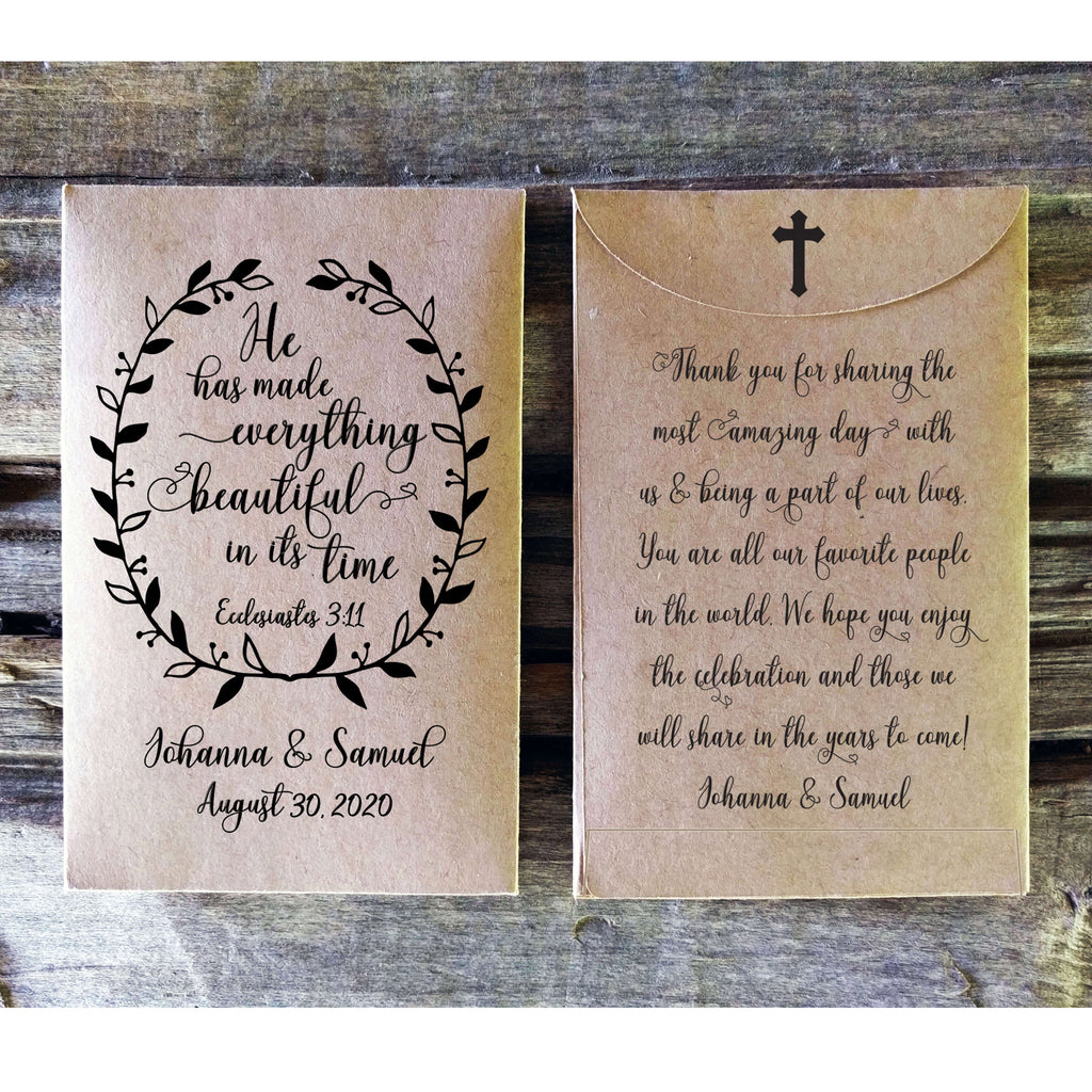 Christian Wedding Favor Seed Packet - He Has Made Everything Beautiful